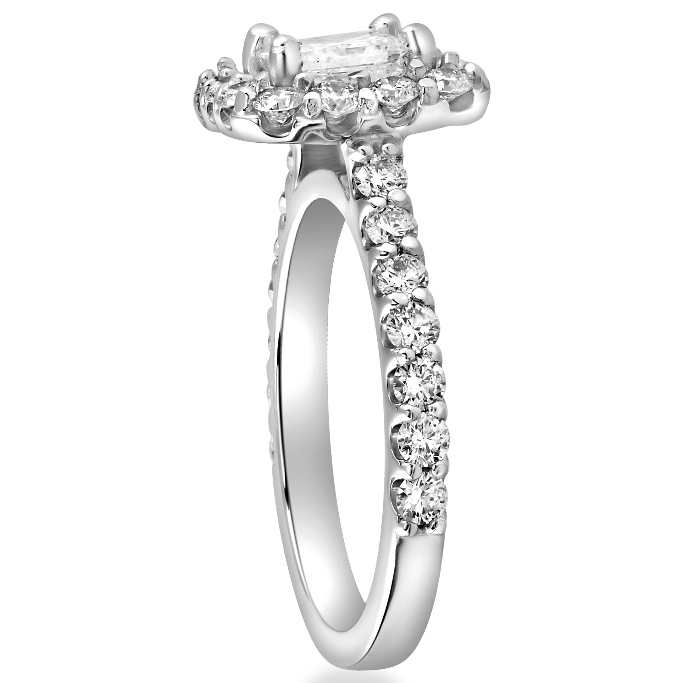 White Gold 2 cttw Halo Princess Square Cut Diamond Enhanced Engagement ...