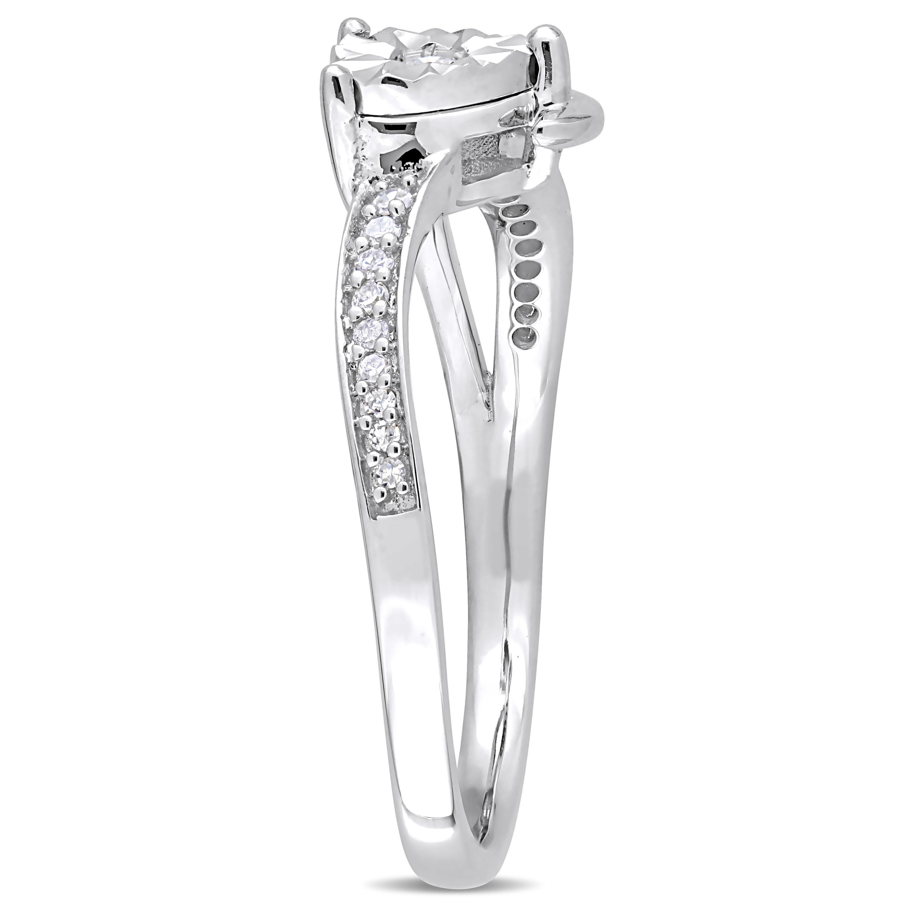 2-Tone White and Rose Gold 1/10ct TDW Diamond Heart-Shaped Crossover ...