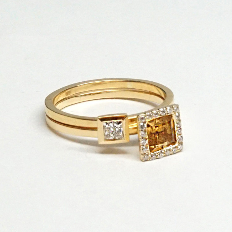 Small Square Diamond Ring, Square Diamond Engagement Ring Gold ...