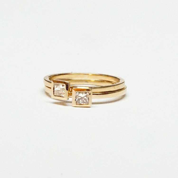 Small Square Diamond Ring, Square Diamond Engagement Ring Gold ...