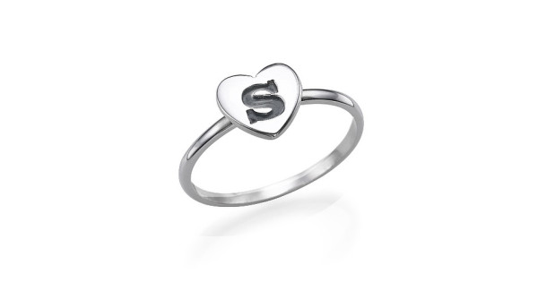 Personalised Heart Initial Ring - Handcrafted By Name My Rings™