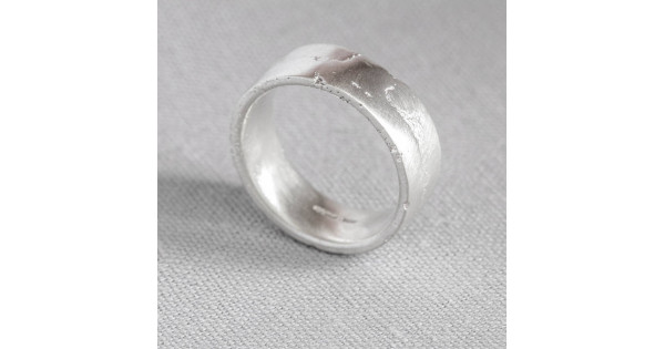 Personalised Flat Sand Cast Wedding Ring - Handcrafted By Name My Rings™