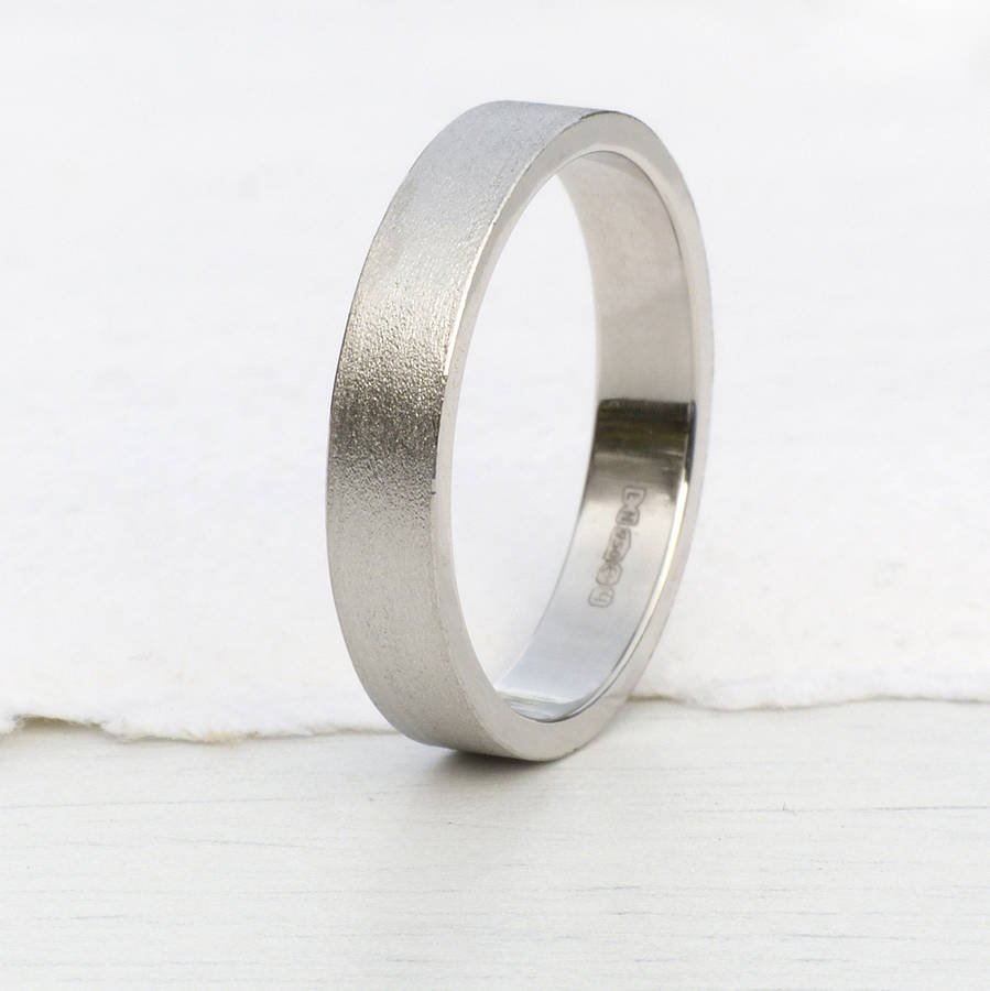 Personalised Wedding Ring With Spun Silk Finish - Handcrafted By Name ...